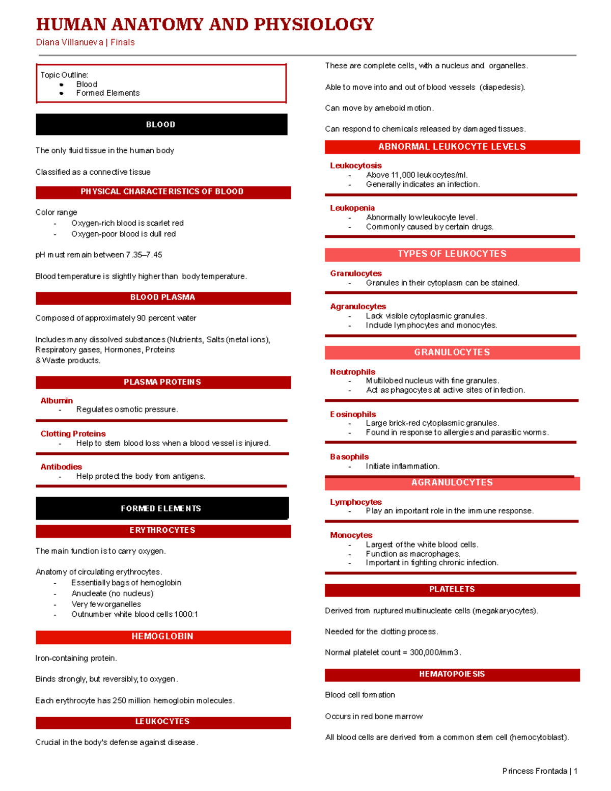 Blood lectures for anaphy - HUMAN ANATOMY AND PHYSIOLOGY Diana ...