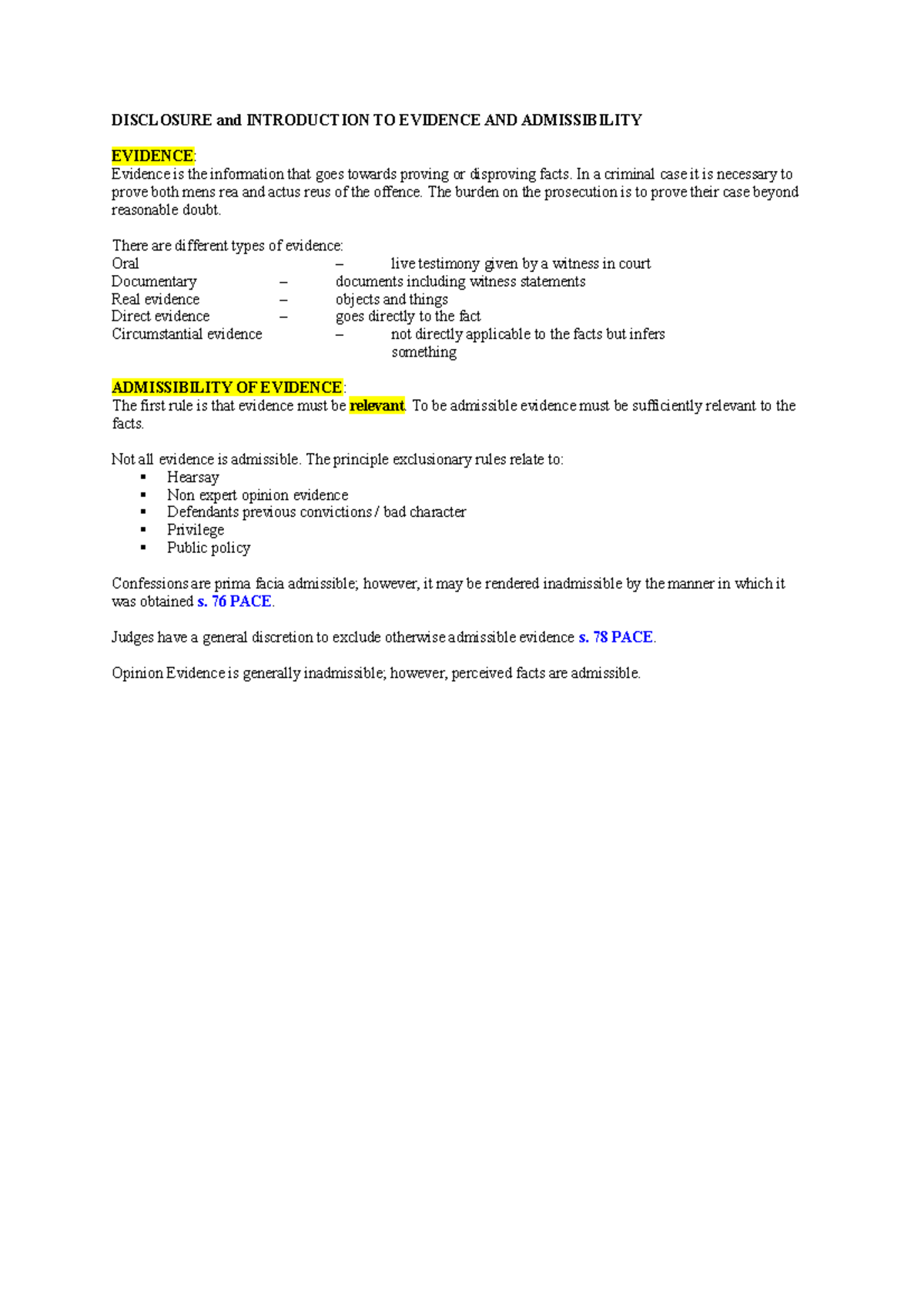 Disclosure and evidence - DISCLOSURE and INTRODUCTION TO EVIDENCE AND ...