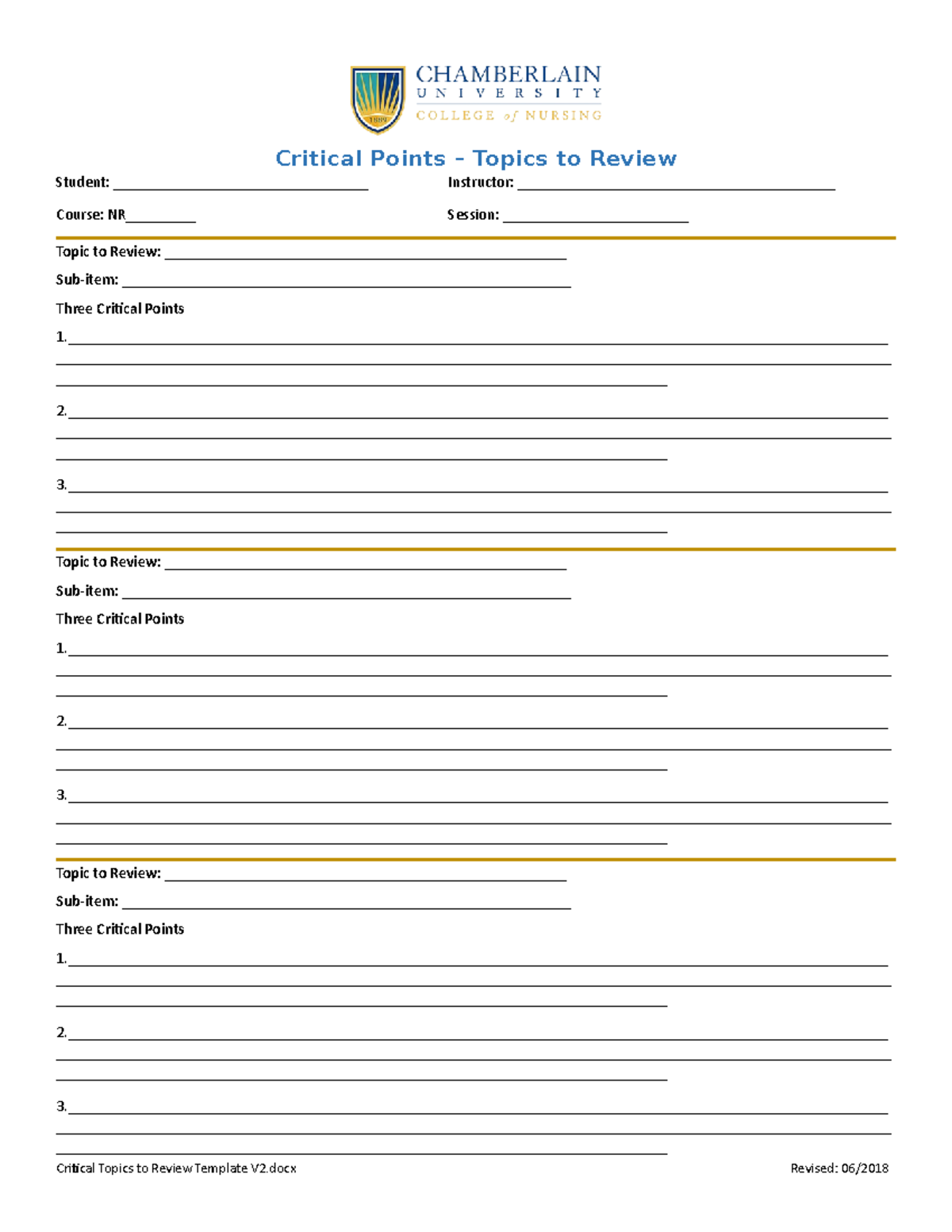 Critical Topics to Review Template for AIT - 101 - Chamberlain ...