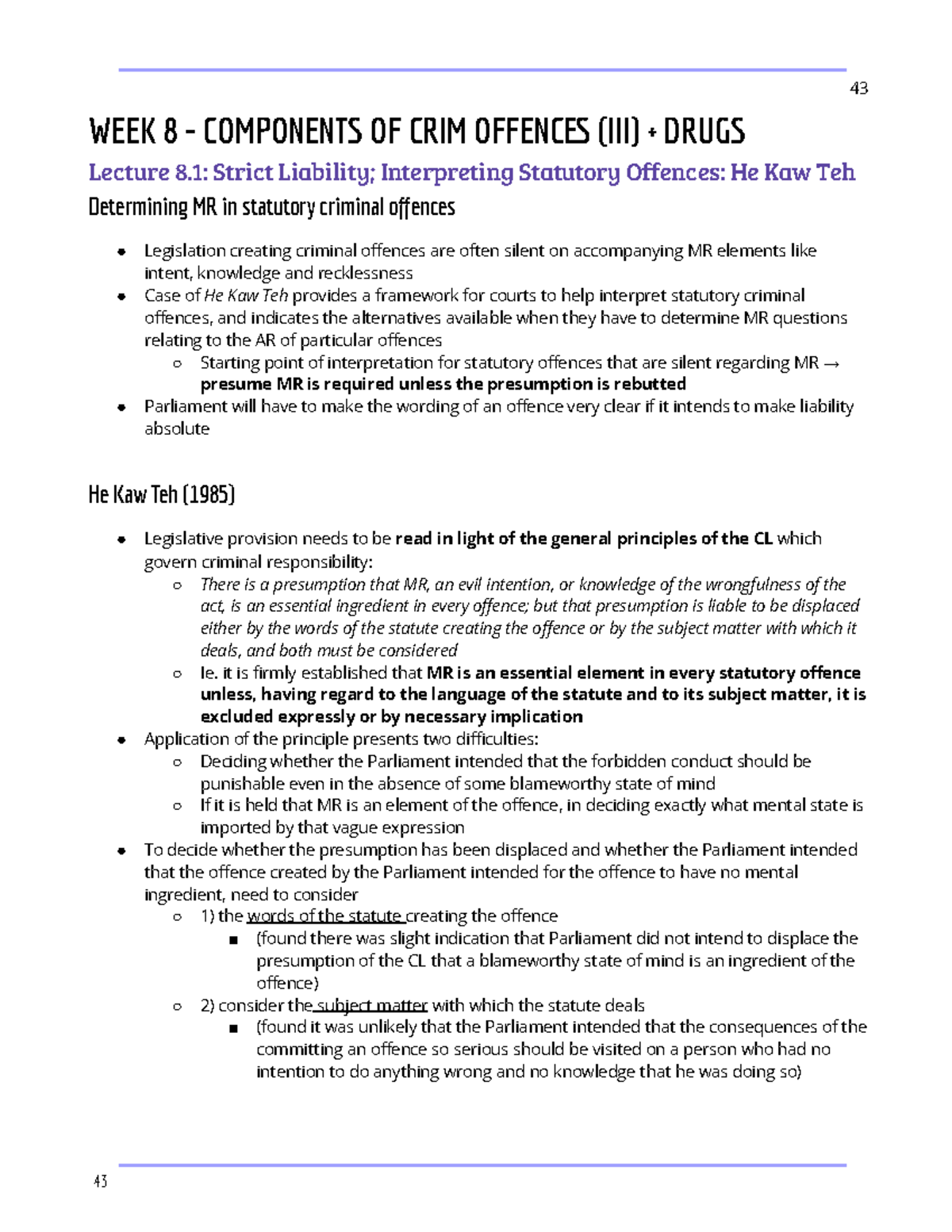 Distinction LAWS1021 Crime and Criminal Process - Wk8 Components of ...