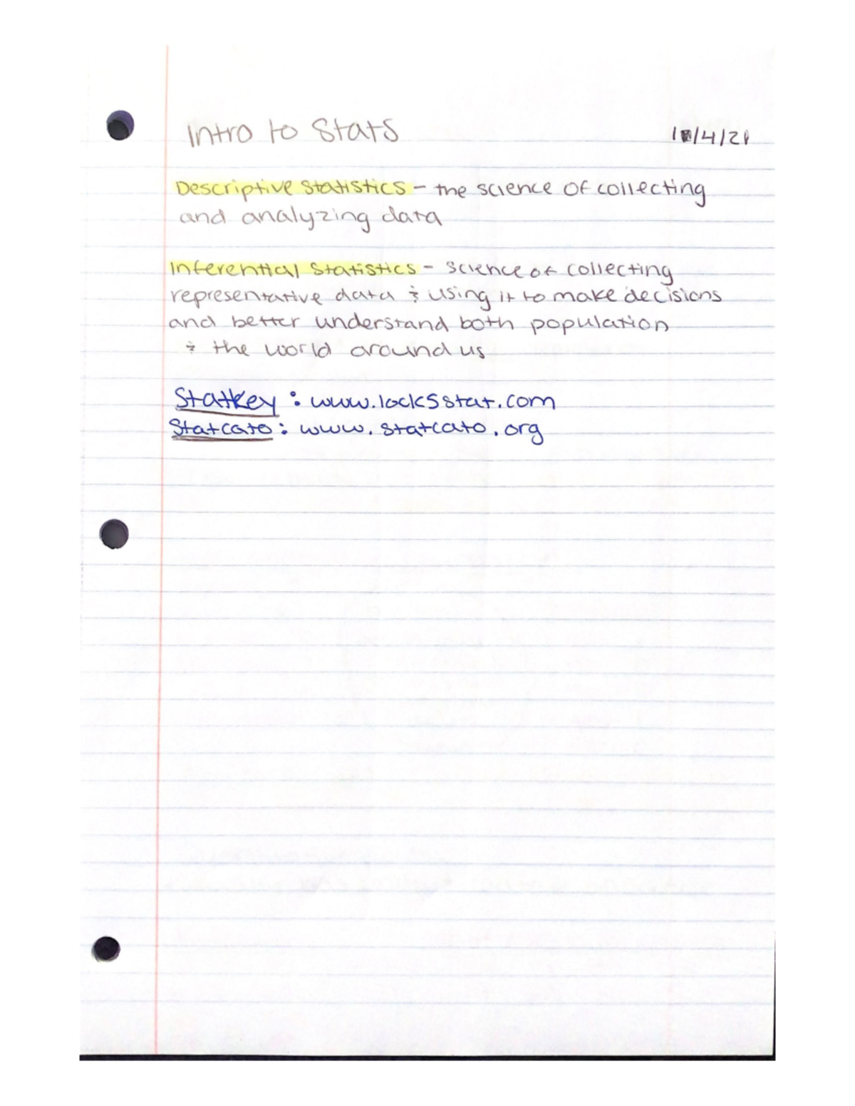 Intro to Stats, Chapter one notes - MATH-140 - Studocu