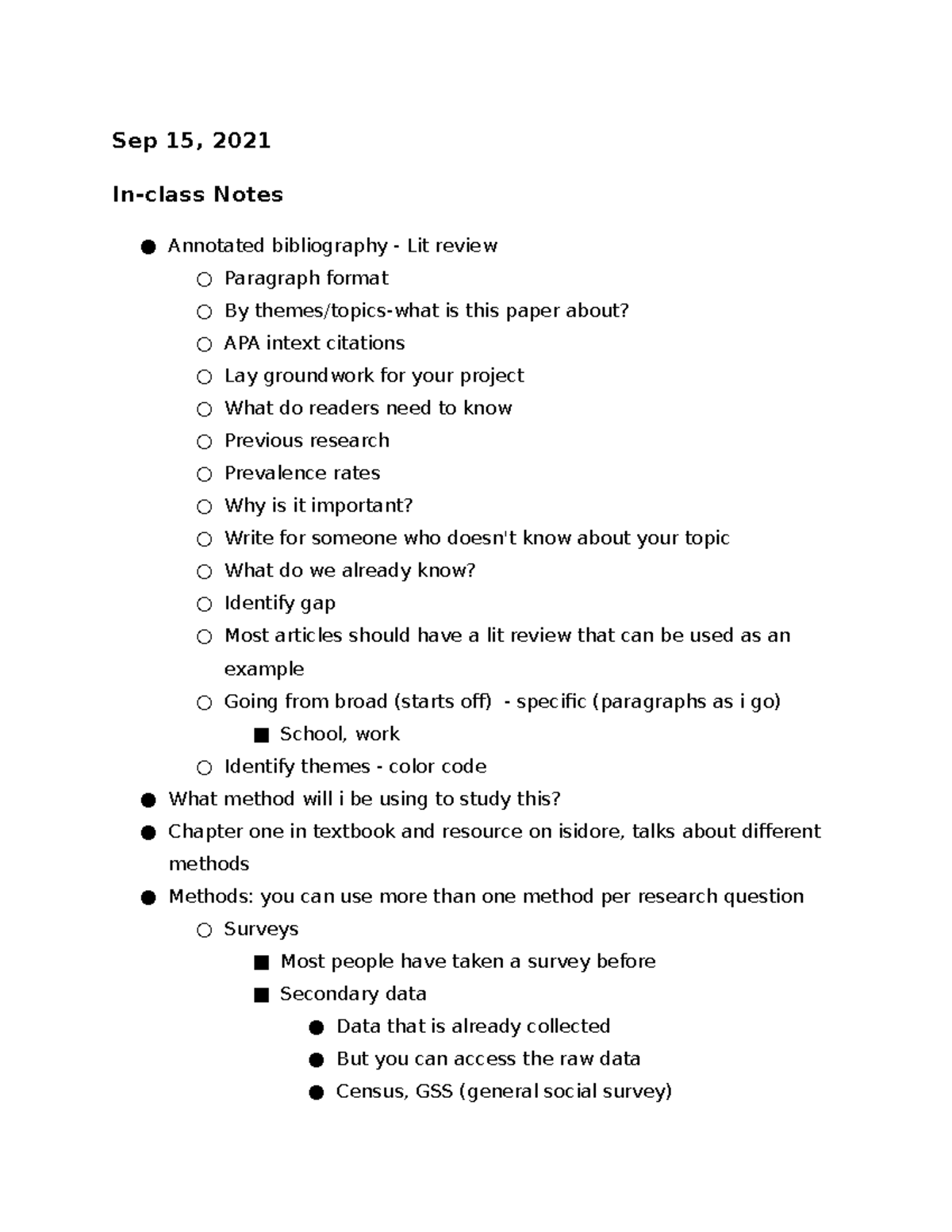 Soc 208 3 - class notes from 2021 - Sep 15, 2021 In-class Notes ...