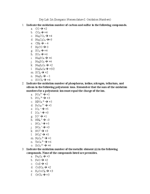 Dry Lab 2B and 2C Assignment - Dry Lab 2B 1. Name the following binary ...