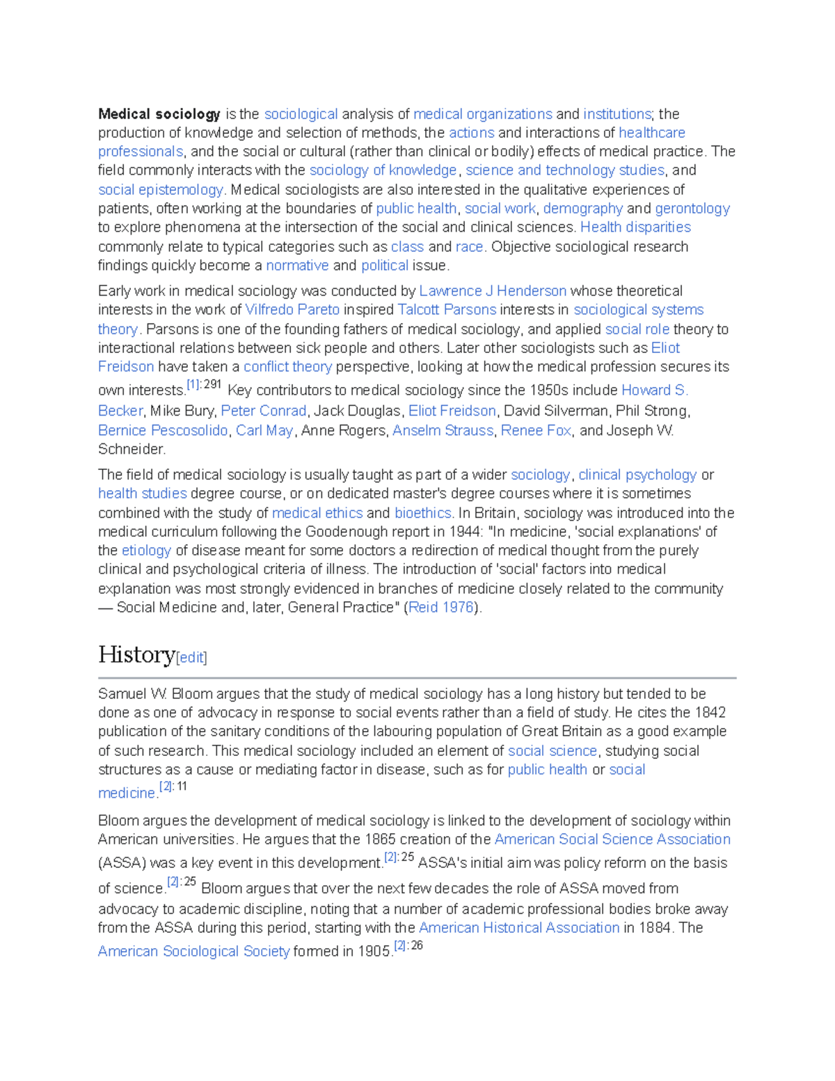 Medical sociology - notes - Medical sociology is the sociological ...