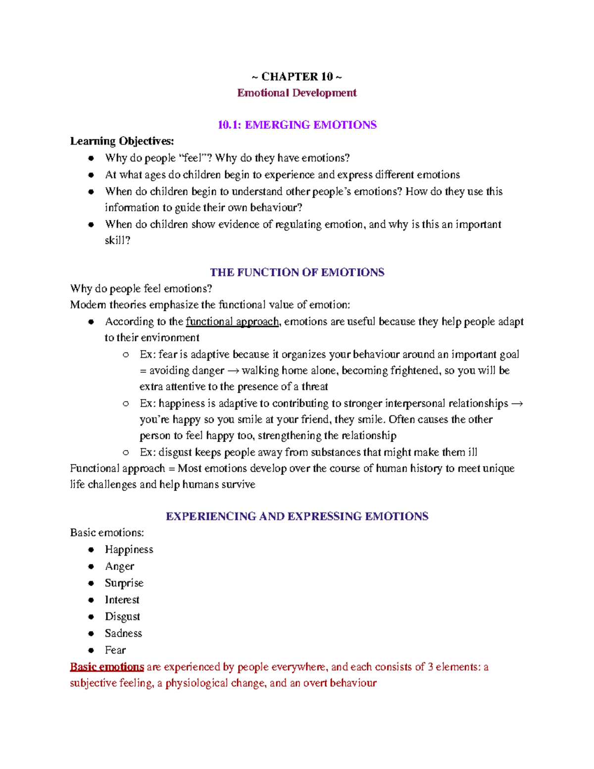 Chapter 10 - Textbook Notes - ~ CHAPTER 10 ~ Emotional Development 10 ...