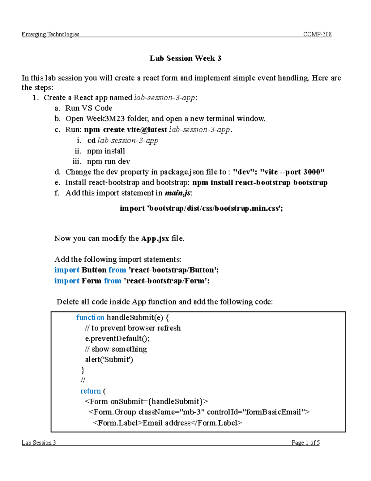 Lab Session Week 3 M23 - lab week3 - Lab Session Week 3 In this lab session you will create a ...