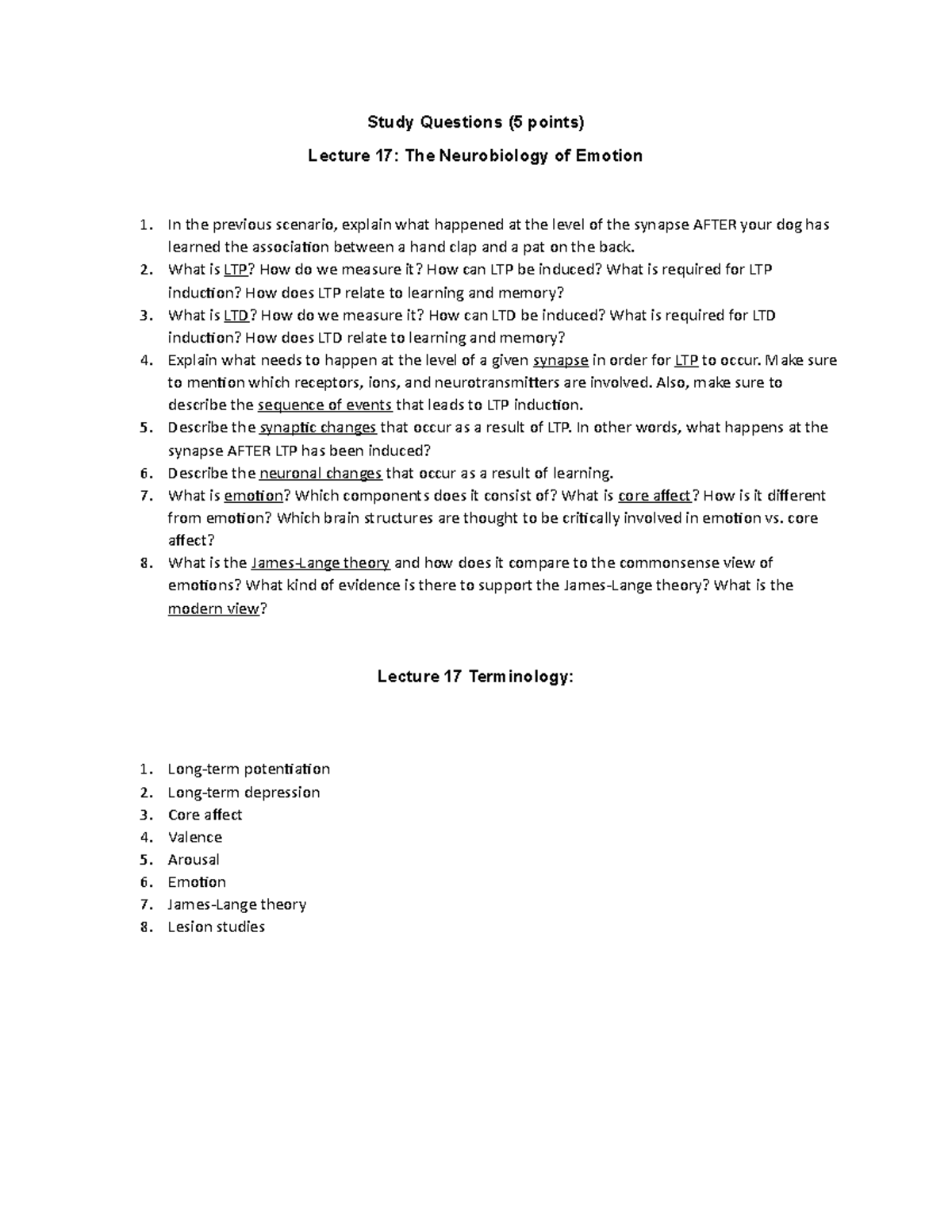 Study Questions 17 - Lecture notes 17 - Study Questions (5 points ...