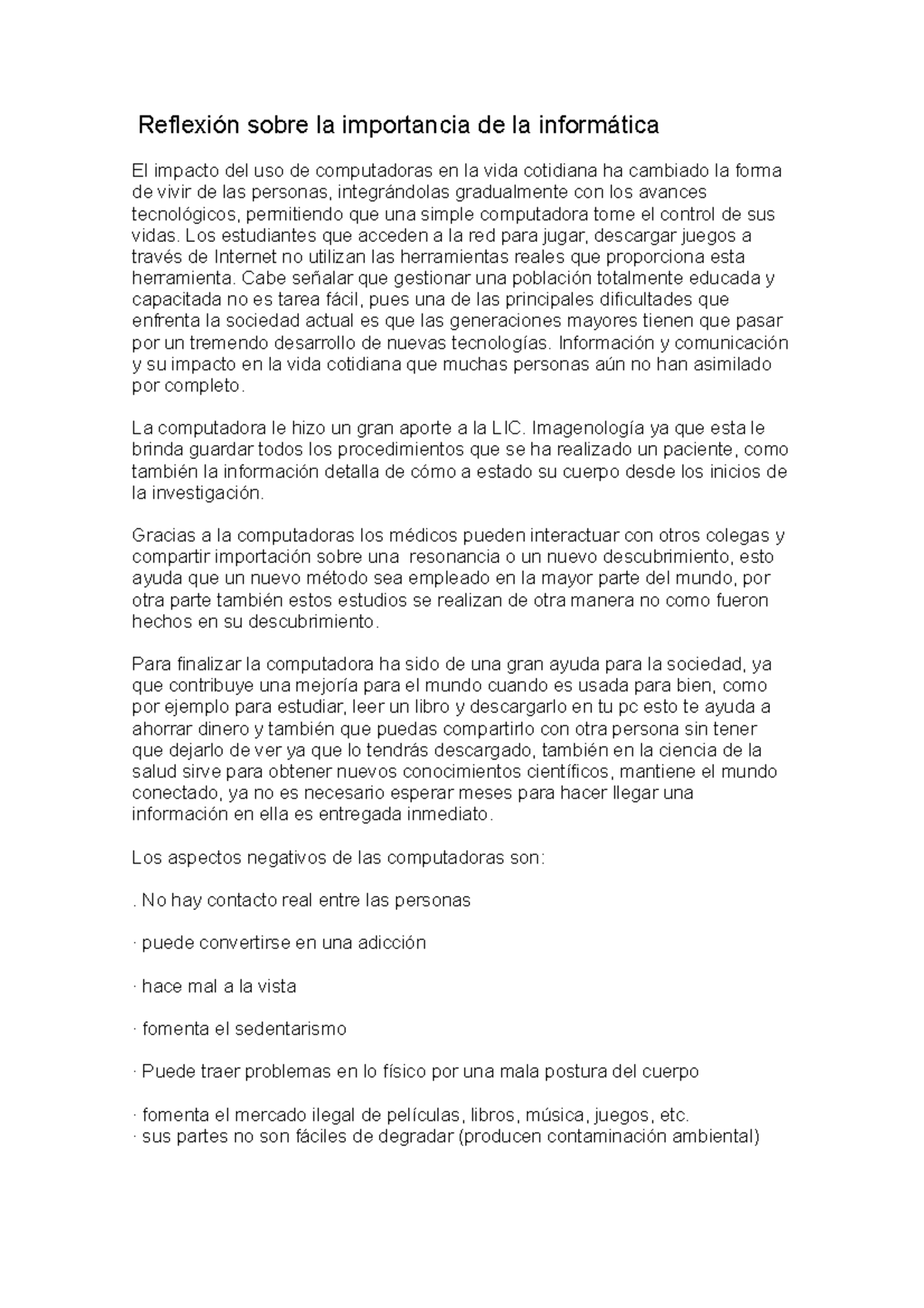 Fermin-Maria.. unidad 1 - Reflexión sobre la importancia de la ...