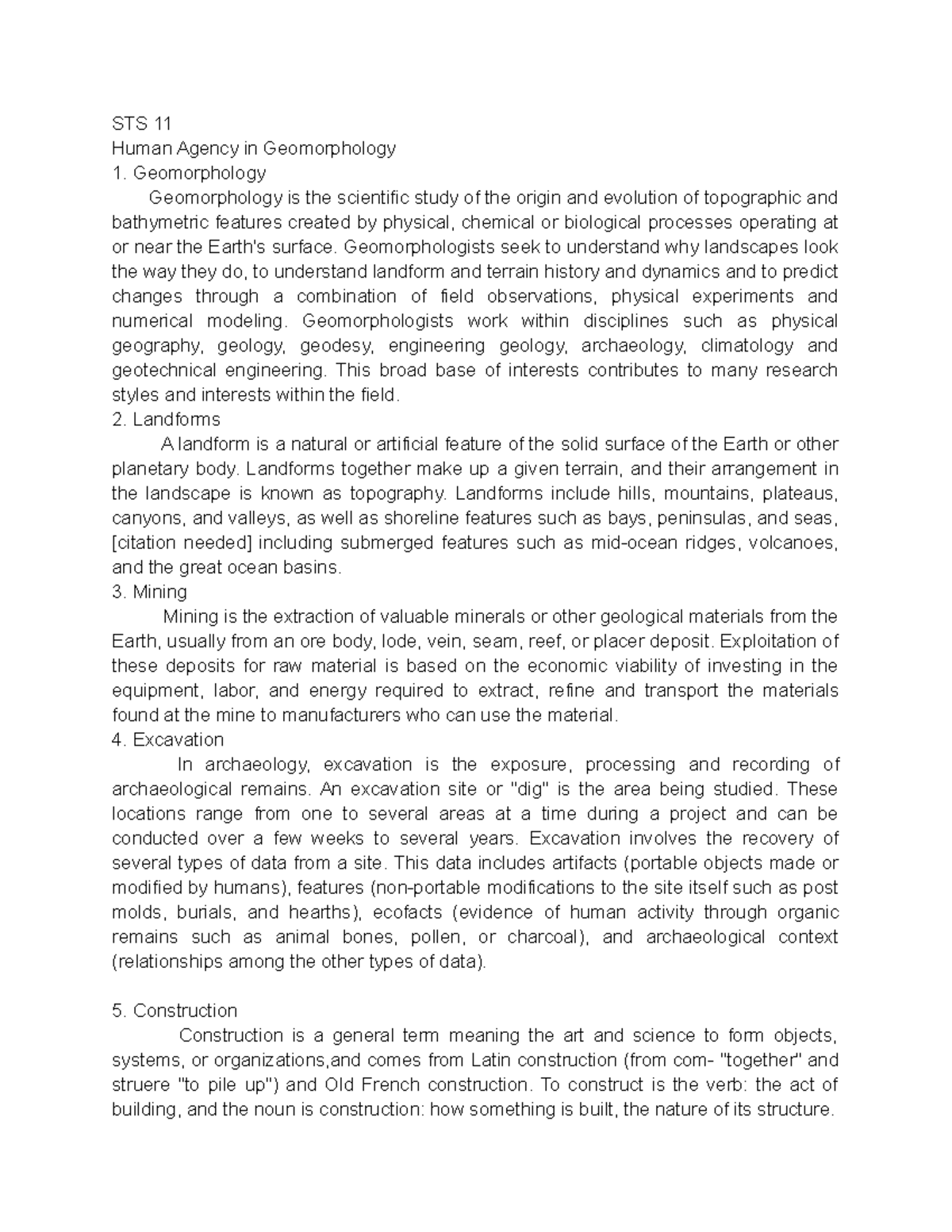 STS 11 People and the Earth's ecosystem - STS 11 Human Agency in ...