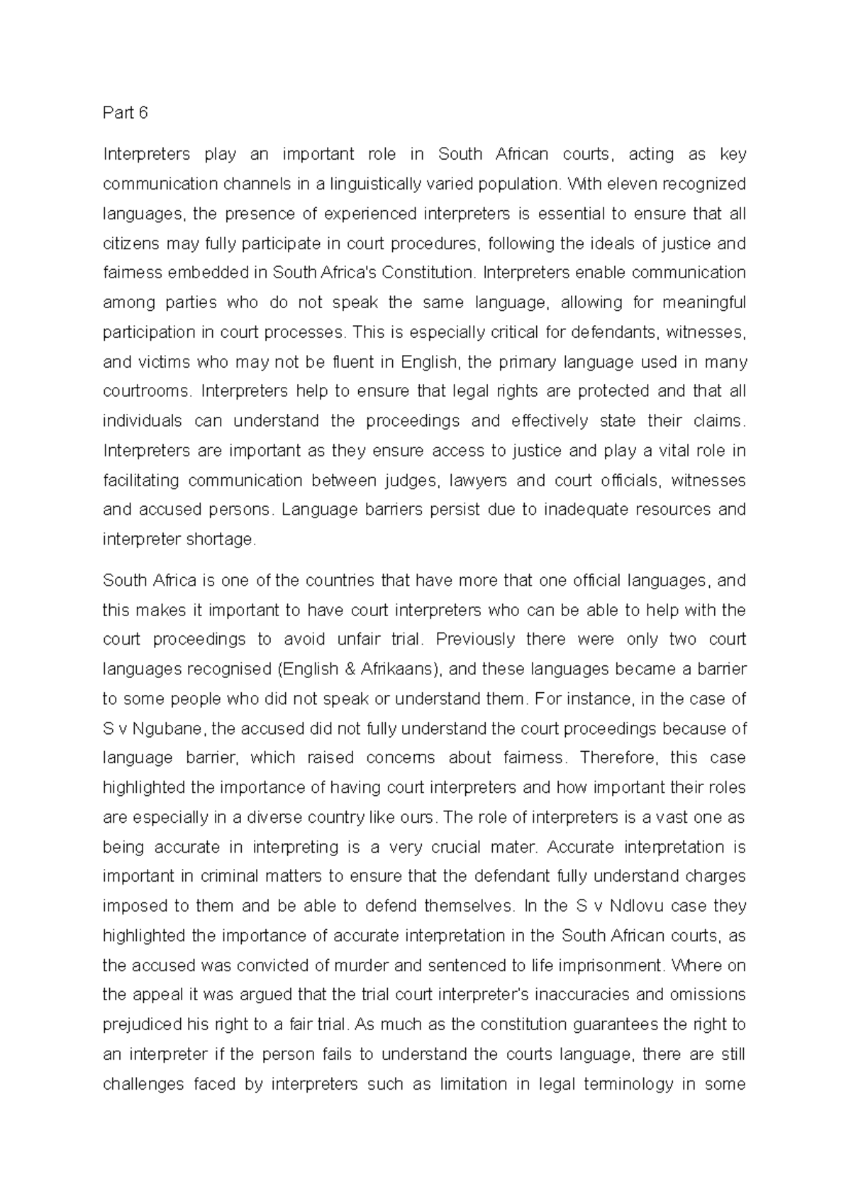 The role of interpreters in South African courts - Part 6 Interpreters ...