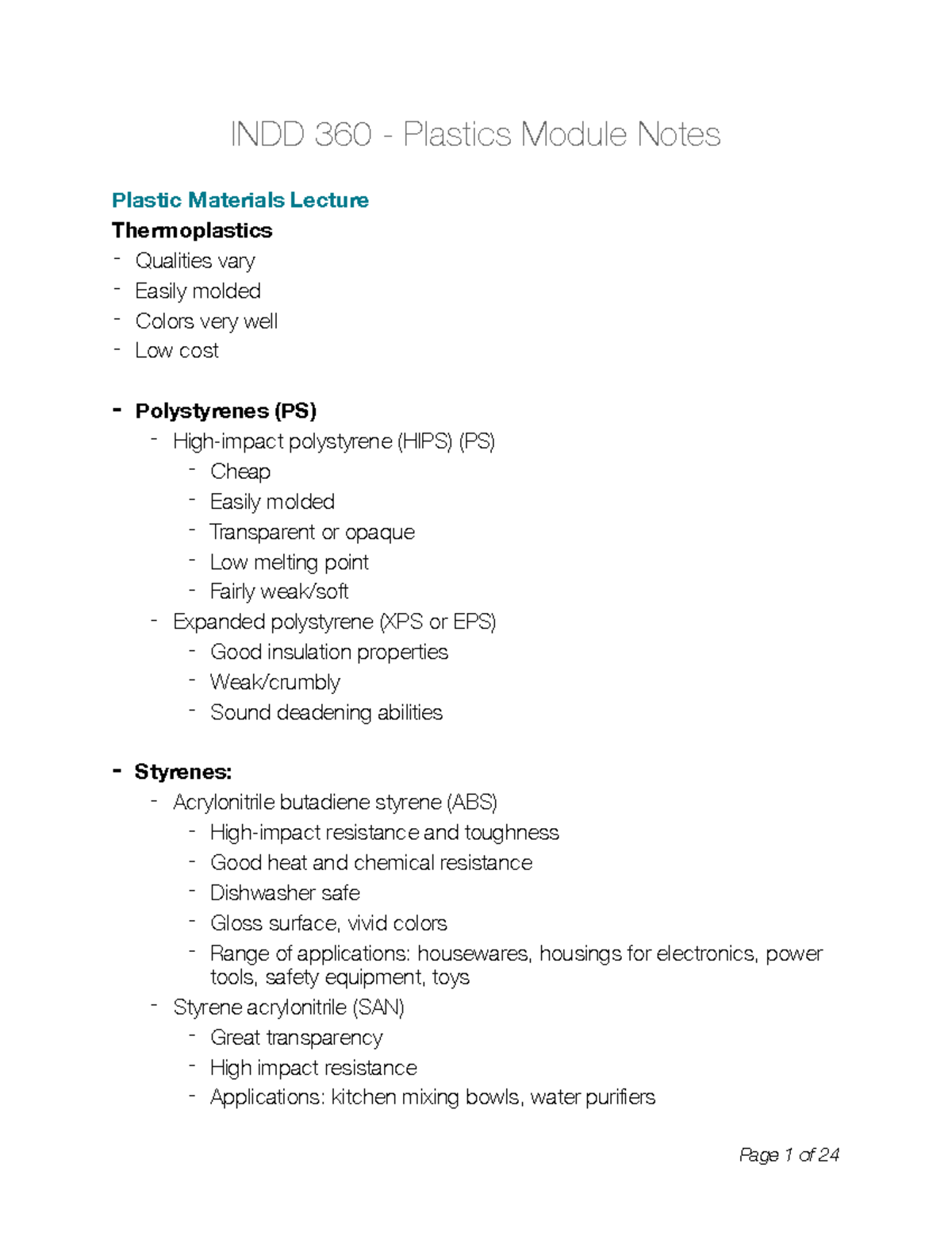 INDD 360 - Plastics Module - INDD 360 - Plastics Module Notes Plastic ...