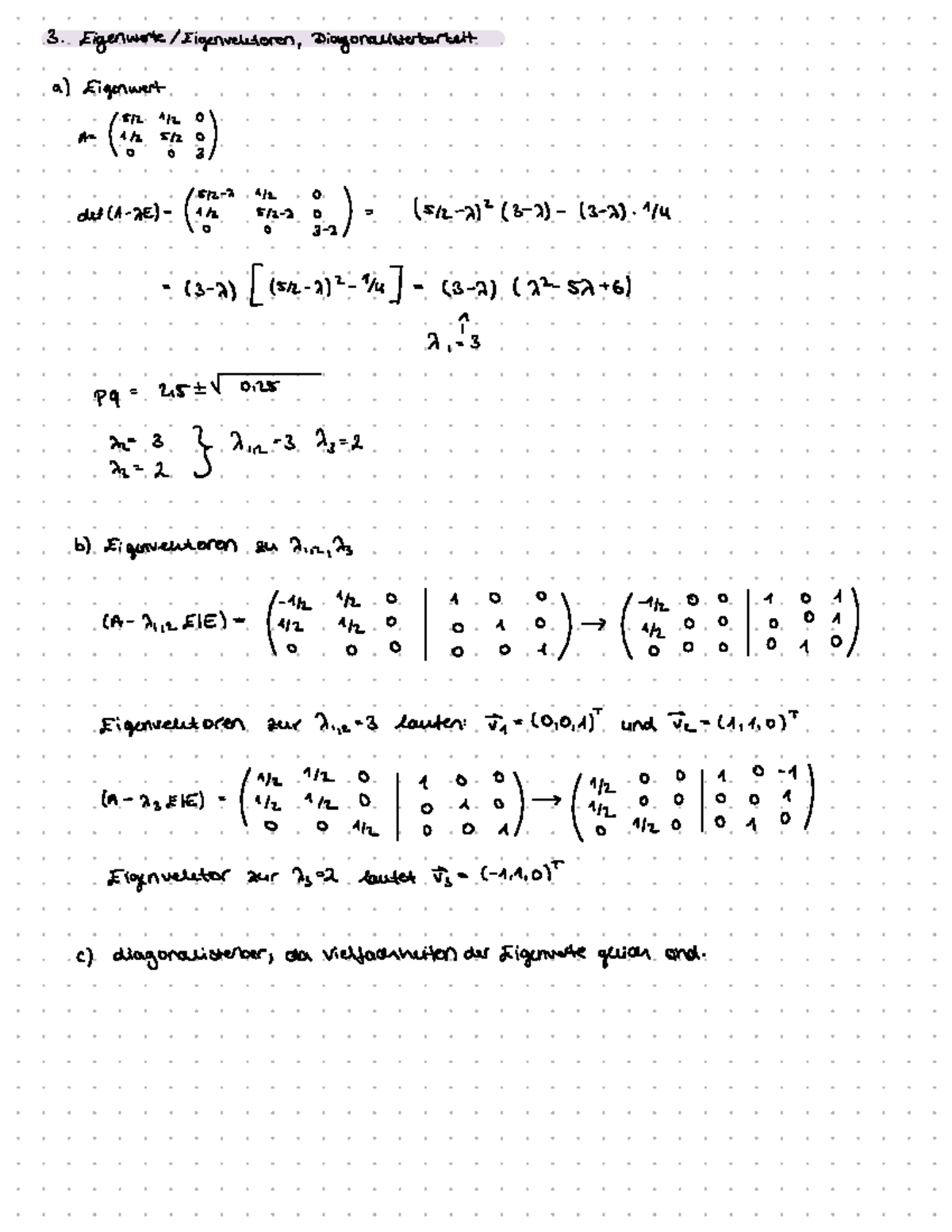 Bsp Aufgaben 2 matrizen - 3. Eigenwerte Eigenvektoren ...