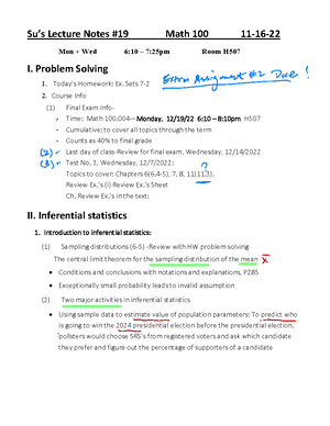 Class Note #18 - Math100 - ^Ƶ͛Ɛ >ĞĐƚƵƌĞ EŽƚĞƐ η 18 Math 100 11-14- Mon + Wed 6:10 ± 7:25pm Room ...