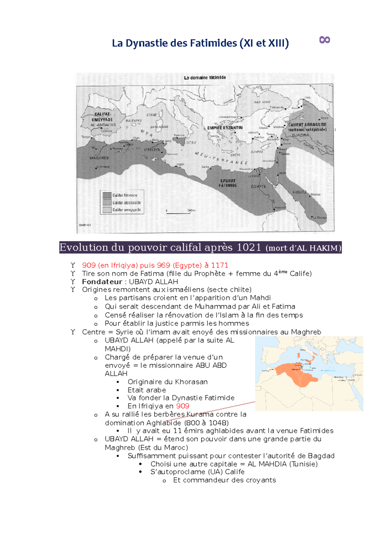 CMA - Les Fatimides - Cours de Monsieur Bauden - La Dynastie des ...