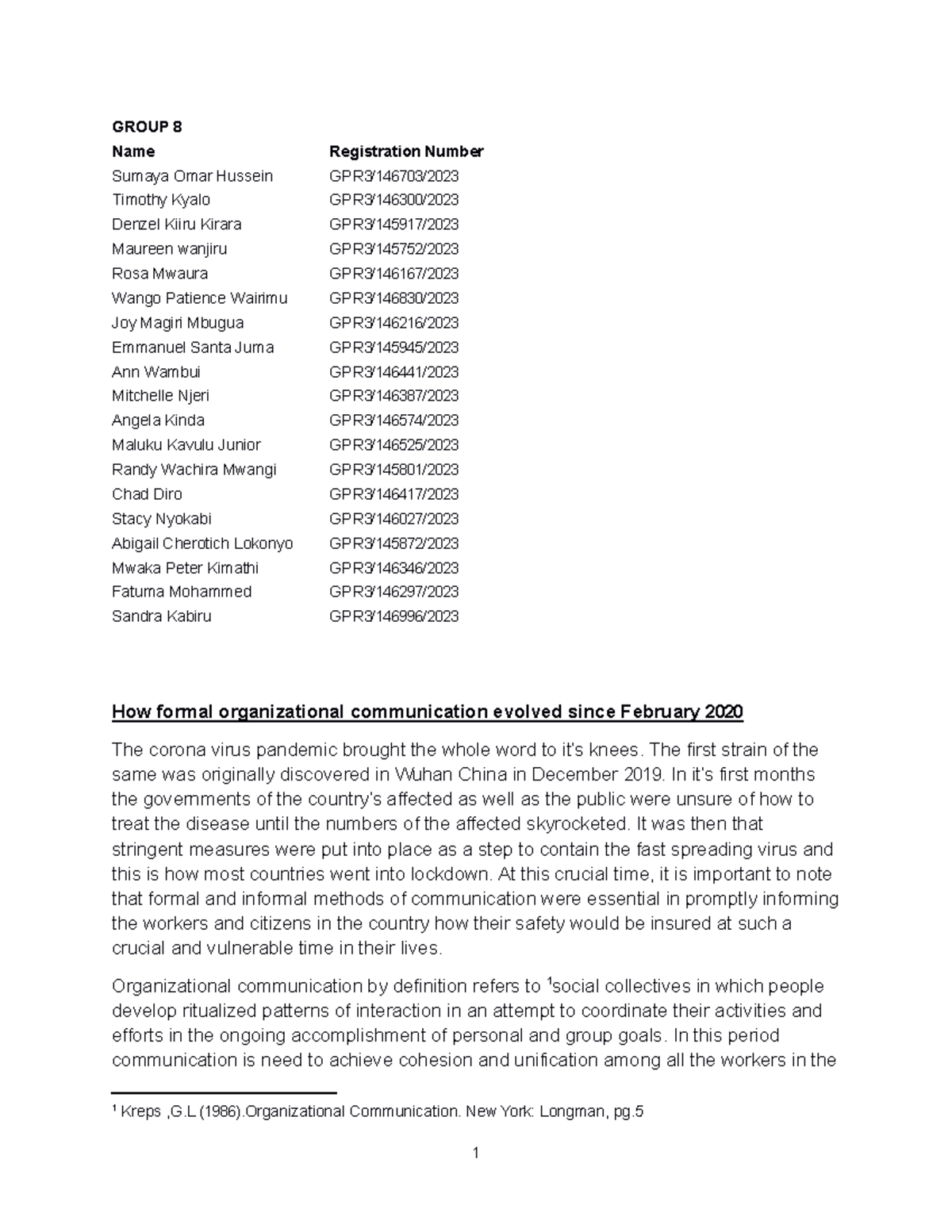 Copy-Communication Skills Group 8 - GROUP 8 Name Registration Number ...