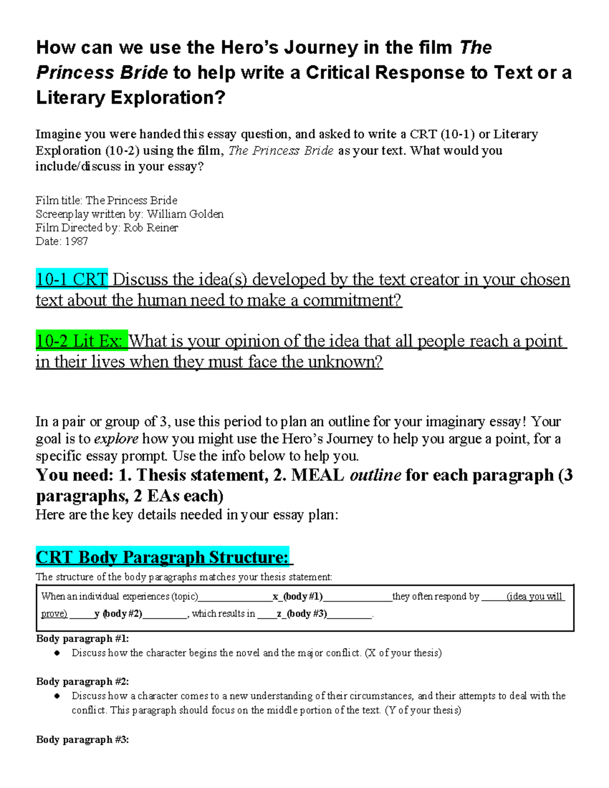 help write a Critical Response to Text or a Literary Exploration - How ...