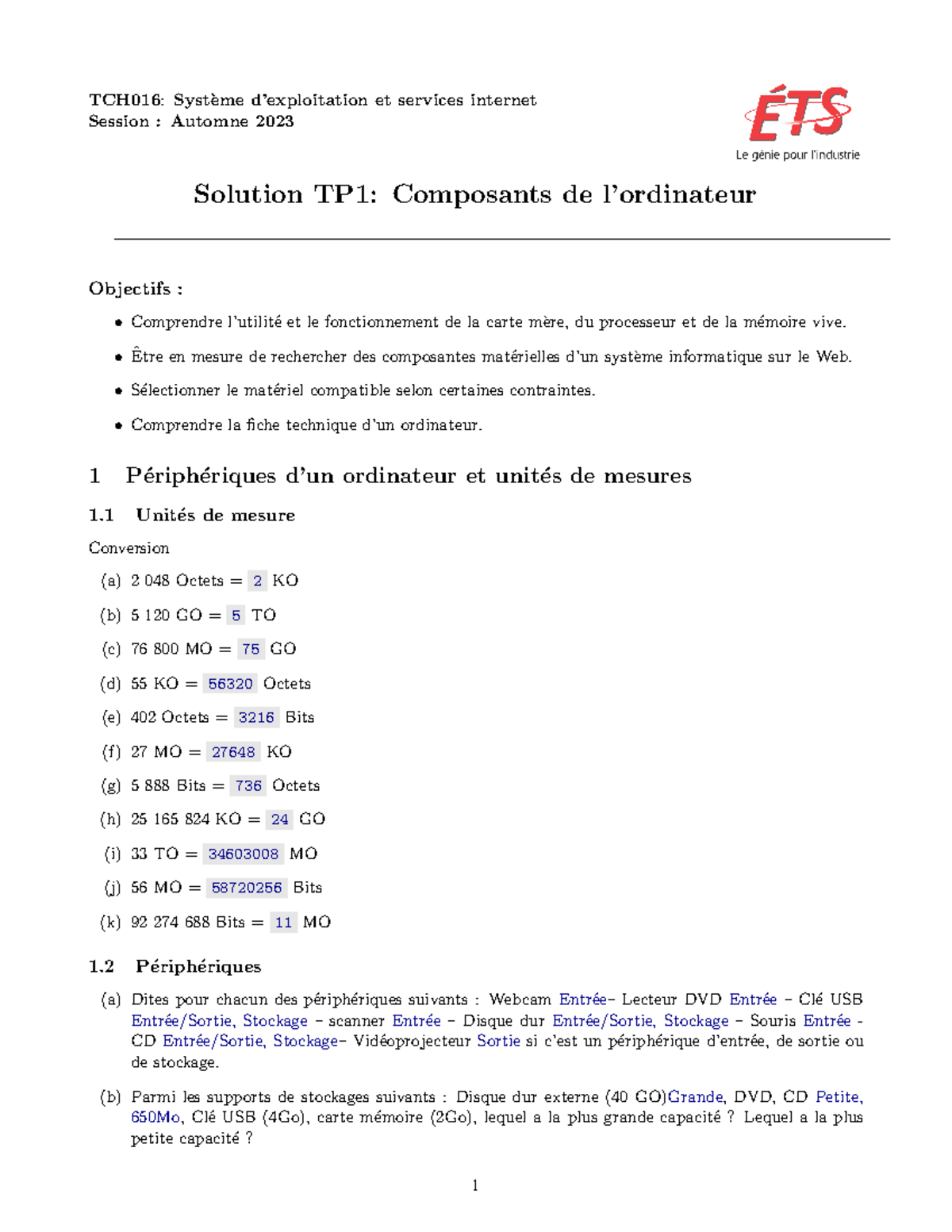 TP01 TCH016 solution - TCH016: Syst`eme d’exploitation et services internet Session : Automne ...