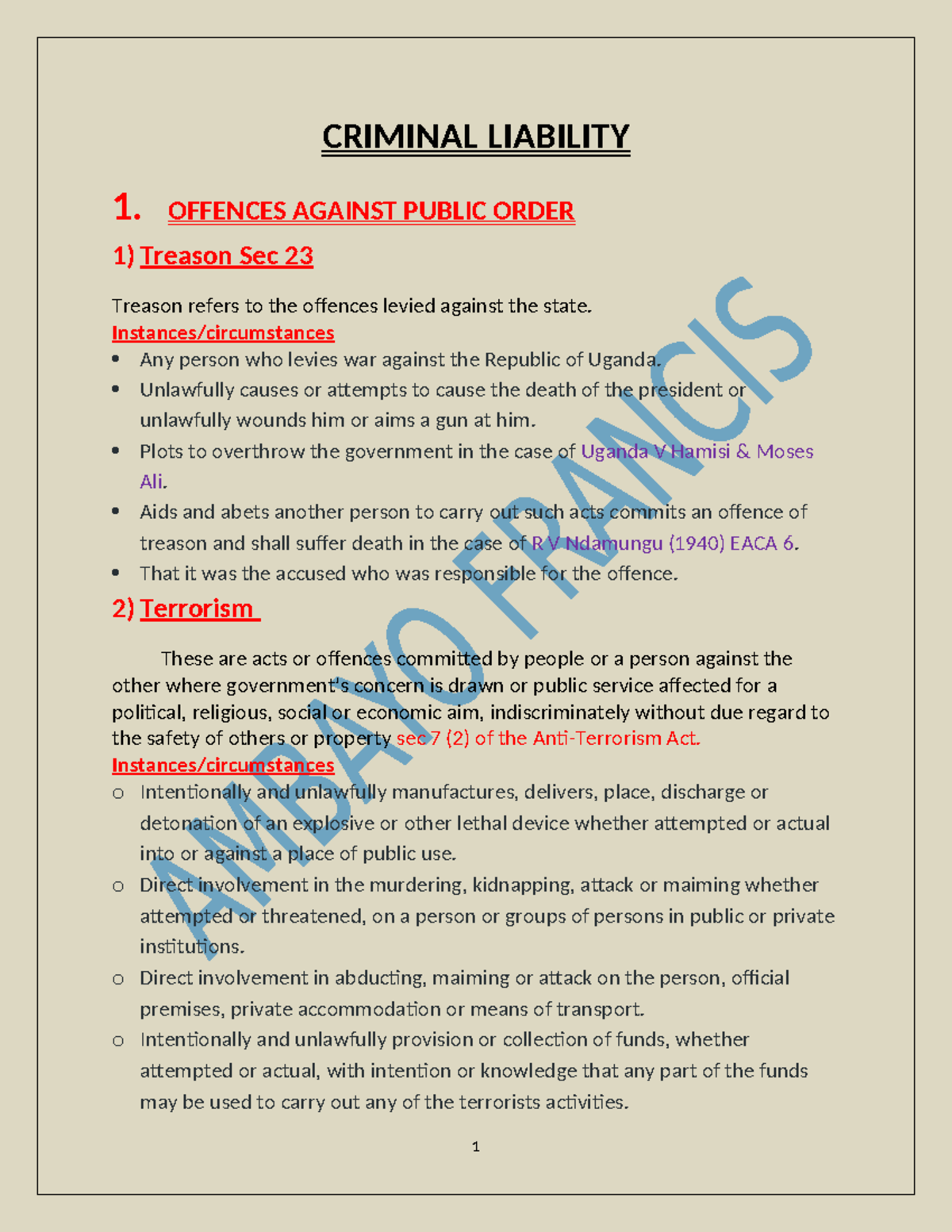 Offences - Summary LLB - CRIMINAL LIABILITY 1. OFFENCES AGAINST PUBLIC ...