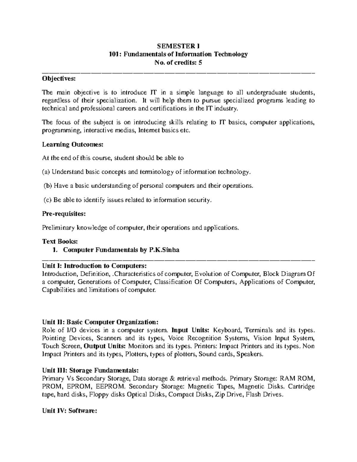 Bca sem i - Nothing's more - SEMESTER I 101: Fundamentals of ...