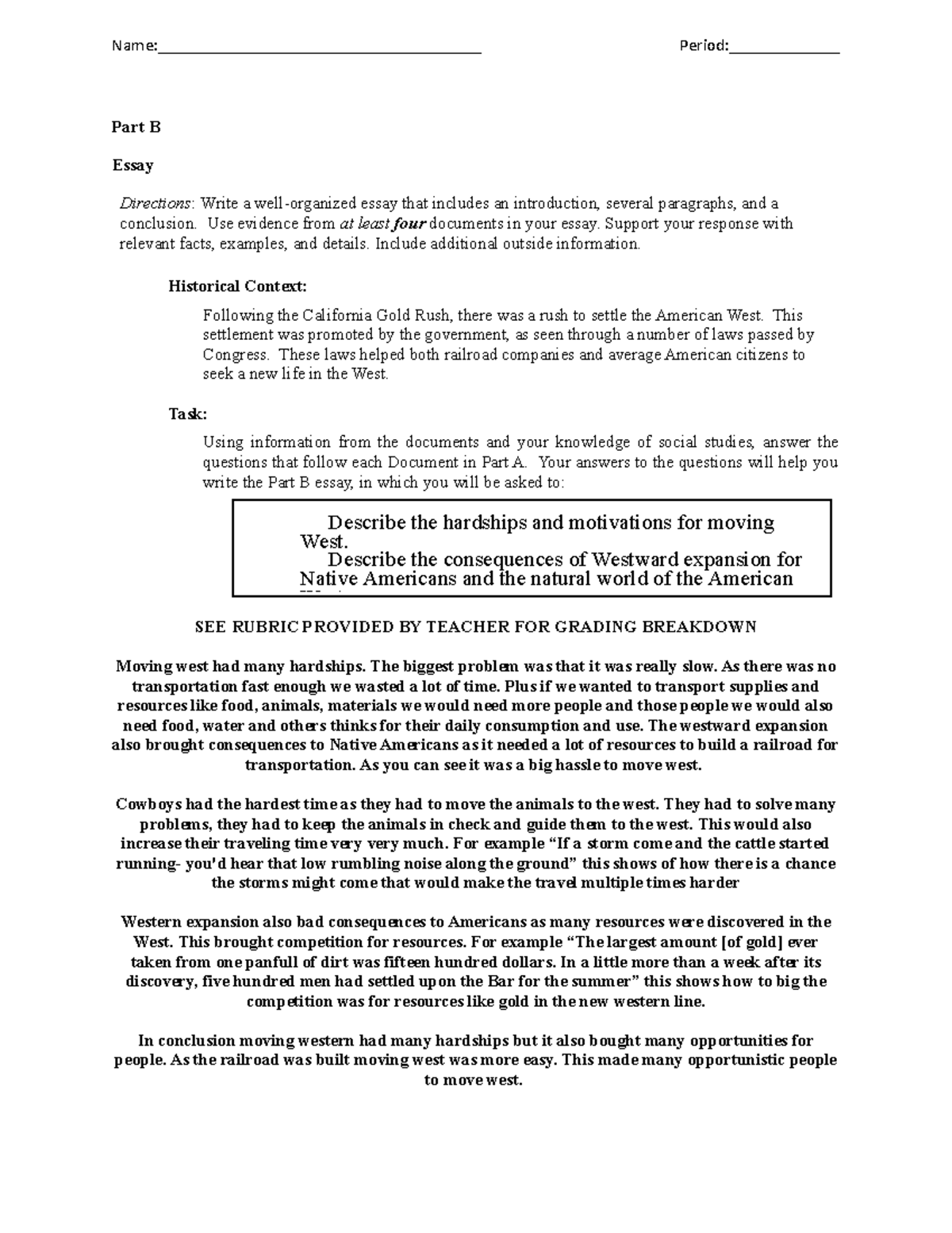 Seyam KHAN - west dbq - Outline - Name ...