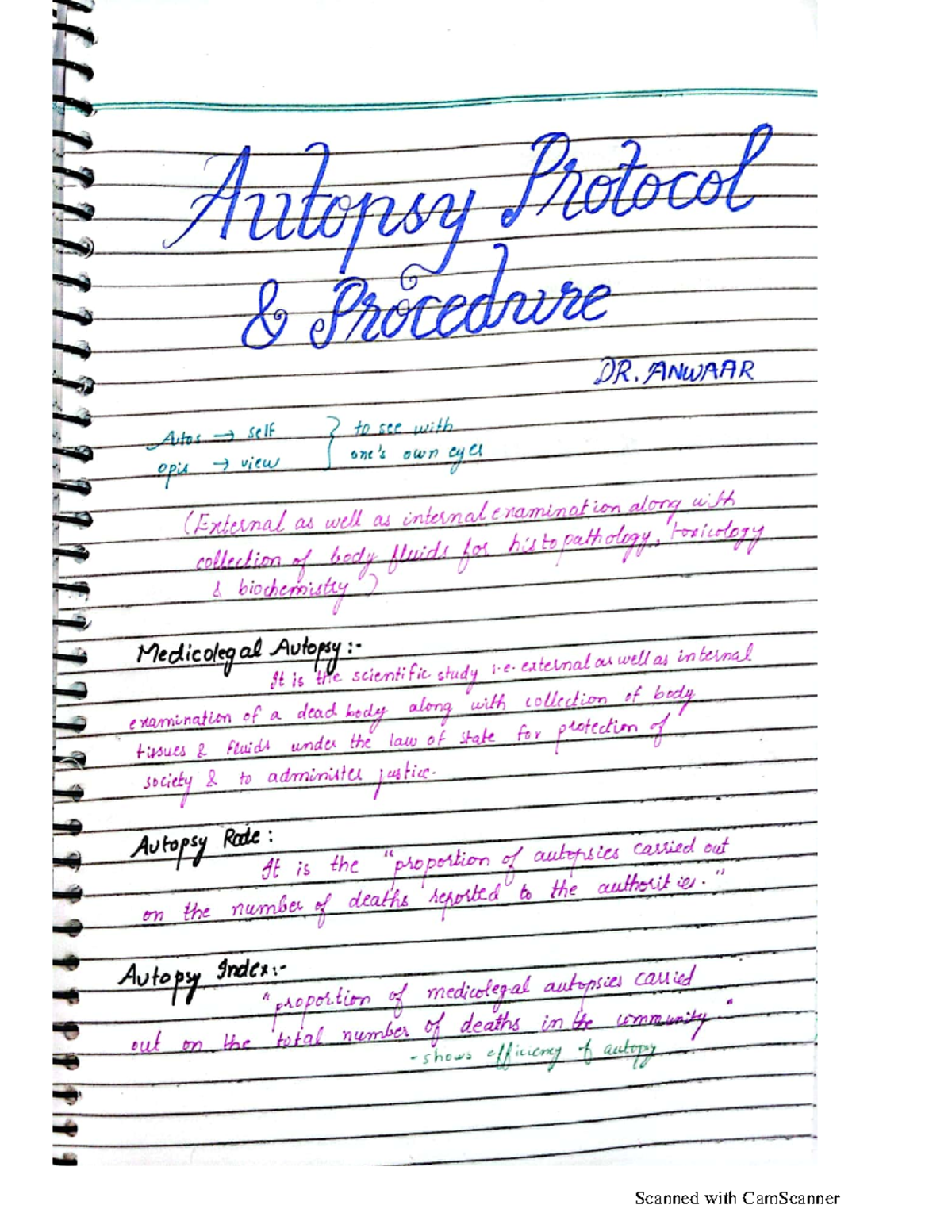 Autopsy protocol and procedure - Forensic - Studocu