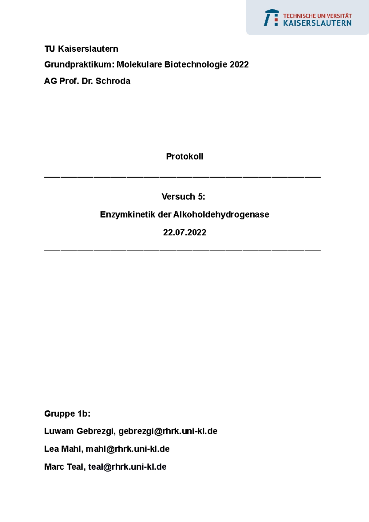 V5 G1B Gebrezgi Mahl Teal - TU Kaiserslautern Grundpraktikum ...