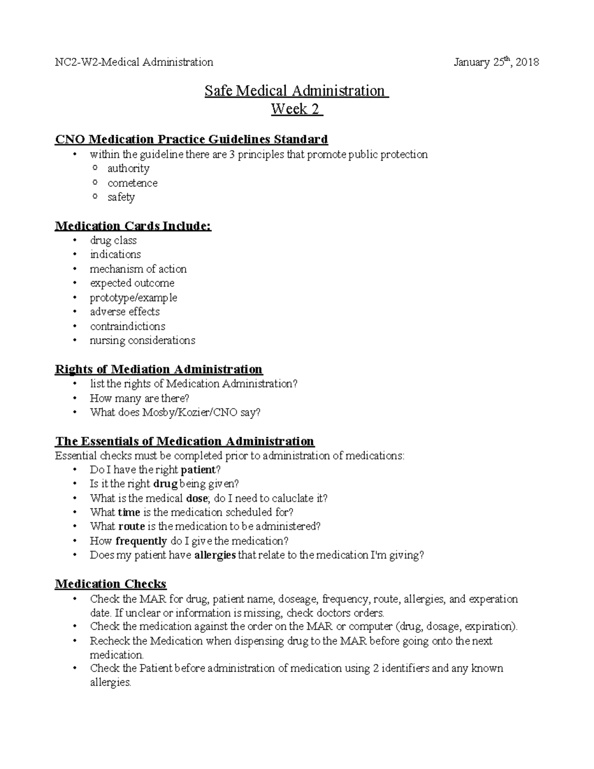 NC2-Safe Med Admin - Lecture notes 4 - NC2-W2-Medical Administration ...