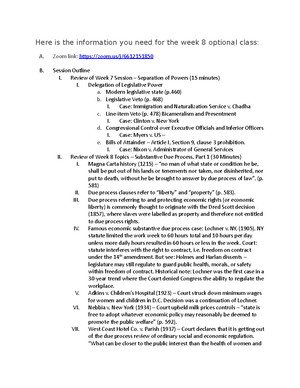 Conlaw 1 class outline - Weekly Topical Review Week 1 - important ...