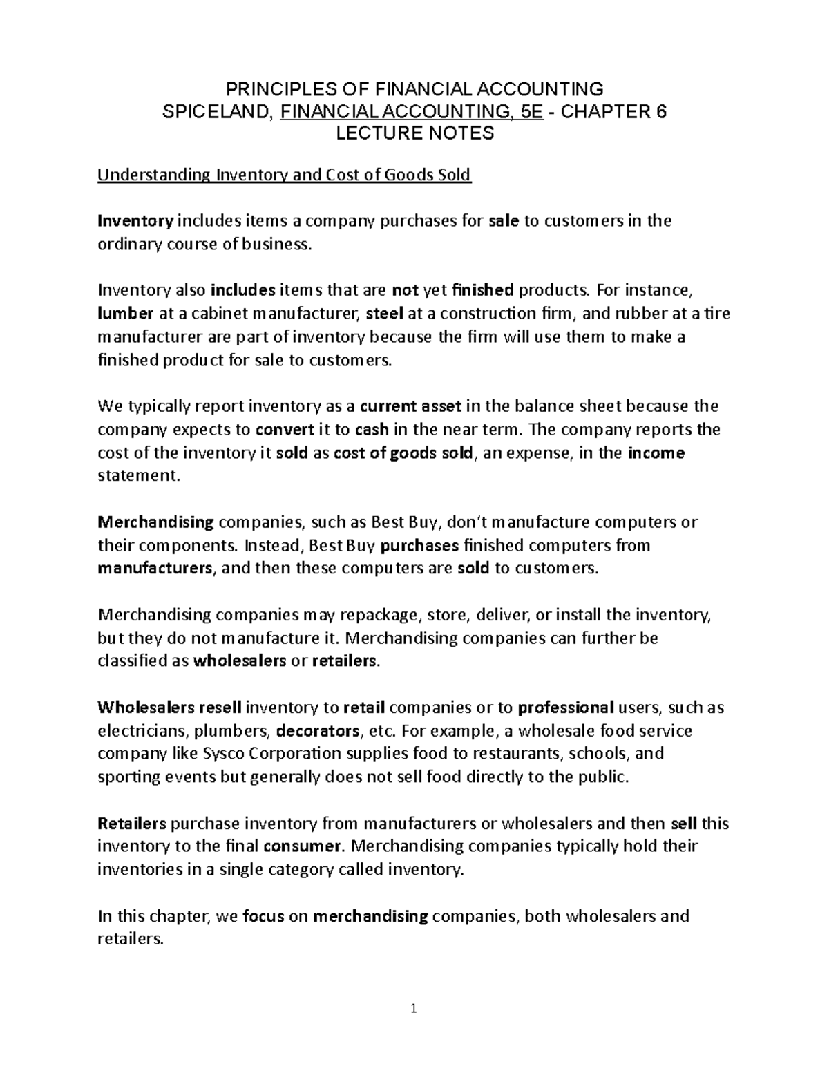 ACCT 201 - Chapter 6 Lecture Notes - PRINCIPLES OF FINANCIAL ACCOUNTING ...