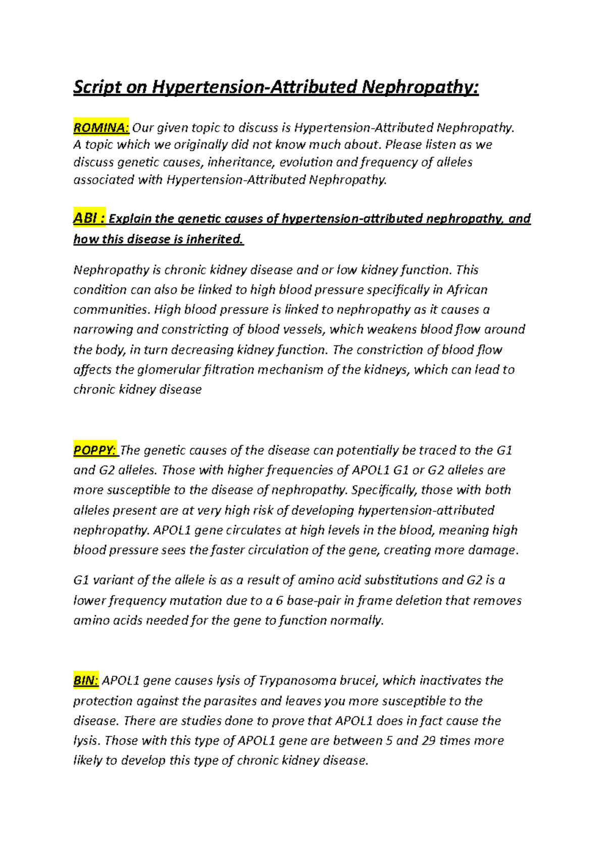 Research on Hypertension - Script on Hypertension-Attributed ...