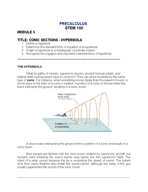 Precalculus Notes - MODULE 4 PRECALCULUS STEM 100 TITLE: CONIC SECTIONS ...