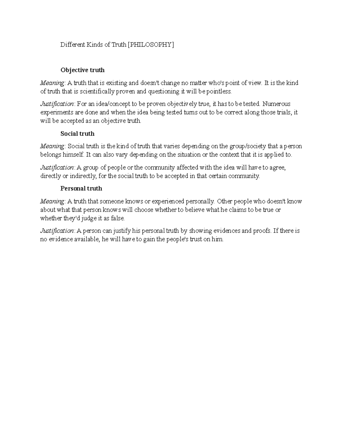 Different Kinds of Truth and Examples of Argumentum - Different Kinds ...