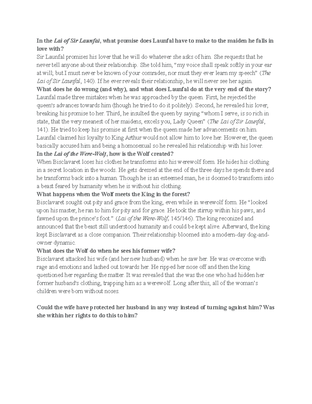 RP #16-reflection and summary of world literature - In the Lai of Sir ...