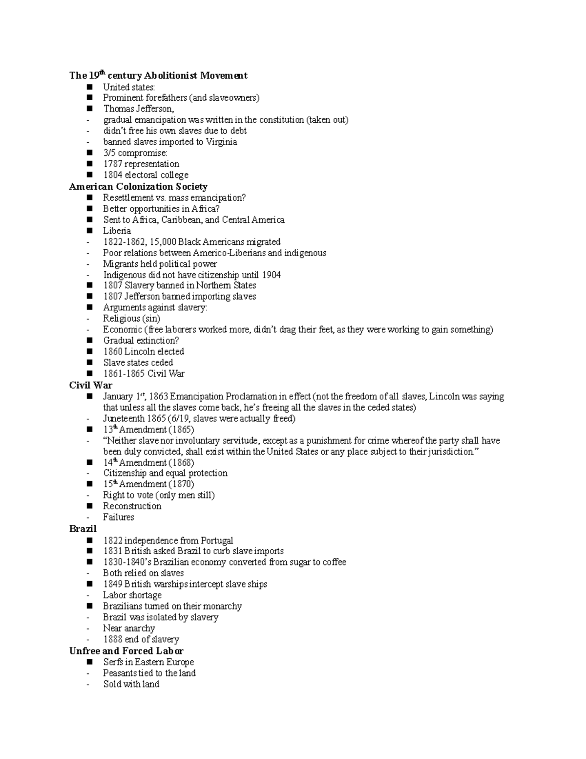 Hist 223 Class Week 4 - Lecture notes Week 4 - The 19th century ...