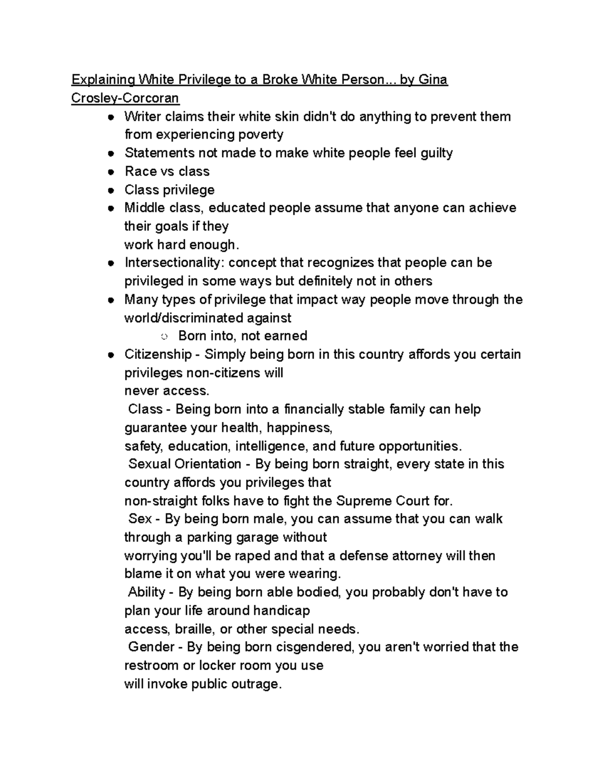 WGST WEEK 5 - These notes are based off of lectures and readings done ...