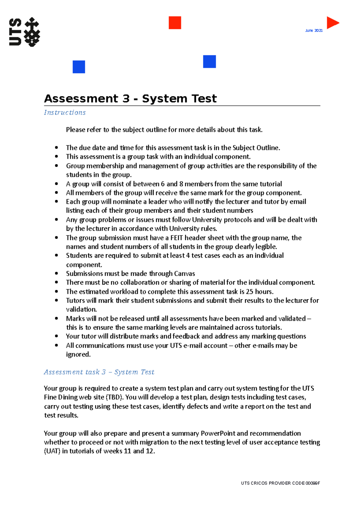 Assessment Task 3 -System Test Question - Assessment 3 - System Test ...