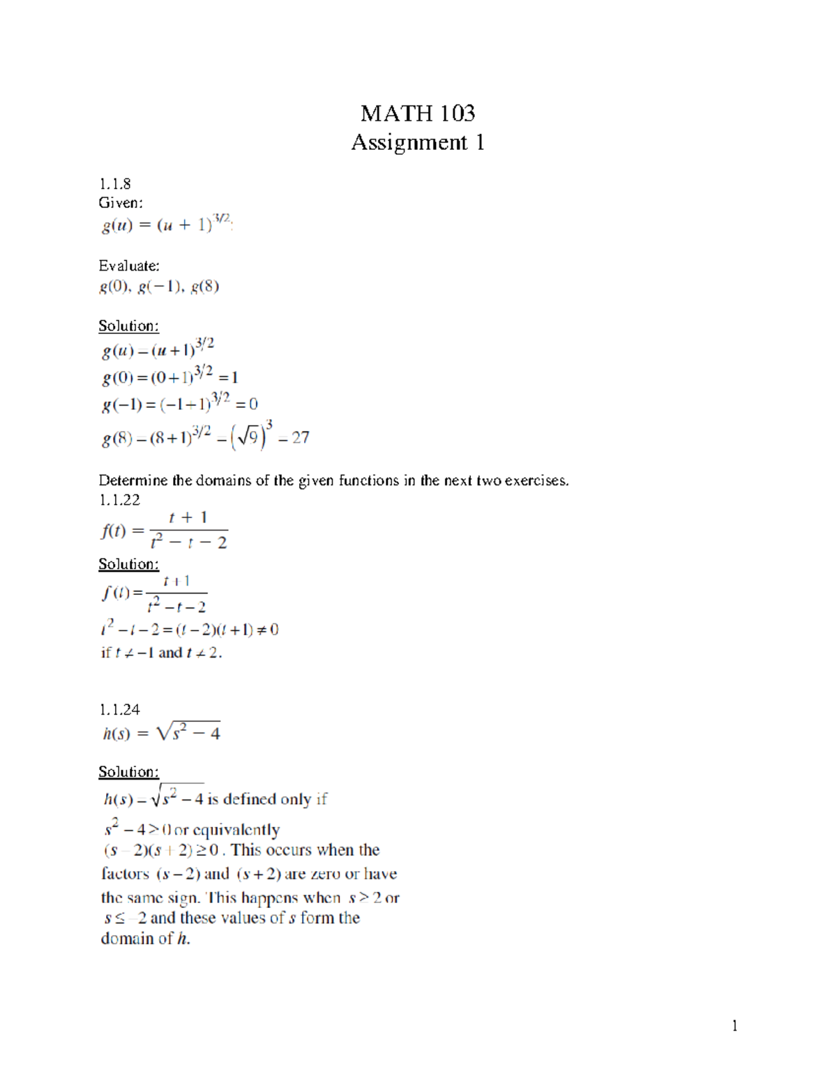 Exam 4 August 2018, questions and answers - MATH 103 Assignment 1 1 ...