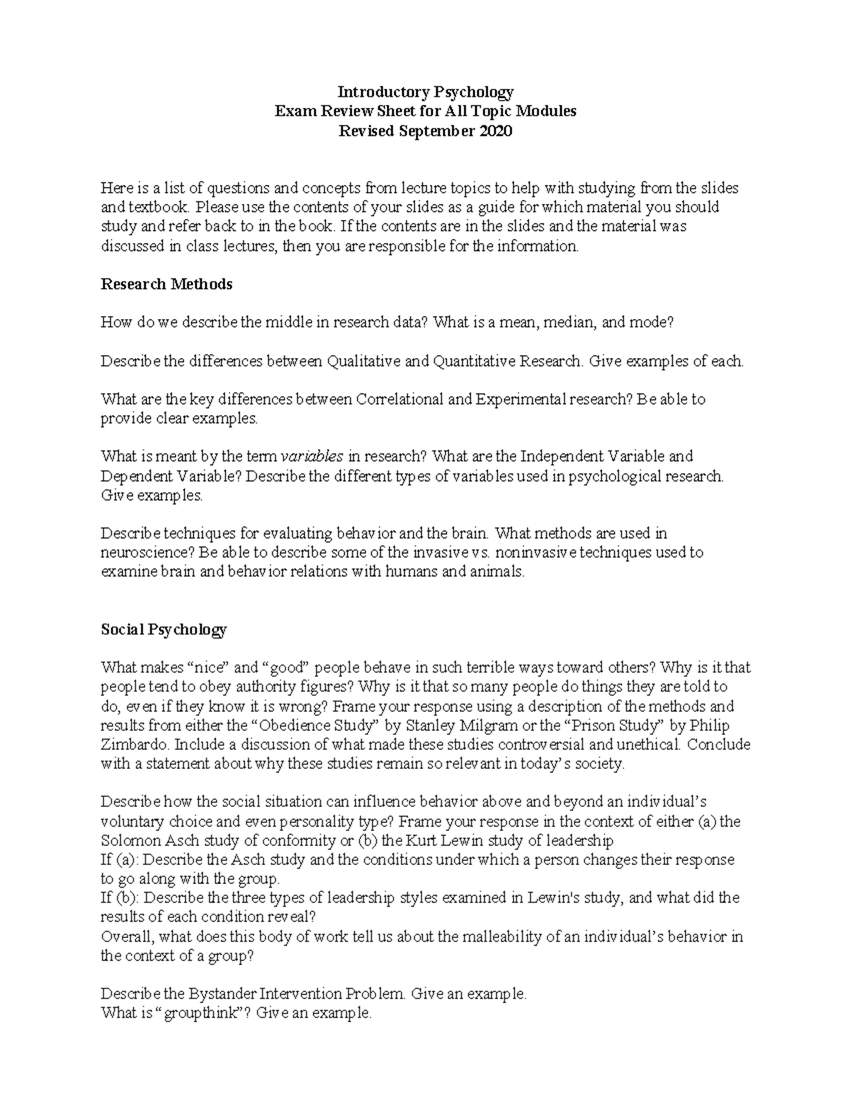 Intro Psych All Exam Topics Cumulative Review Sheet Fall2020-1 ...