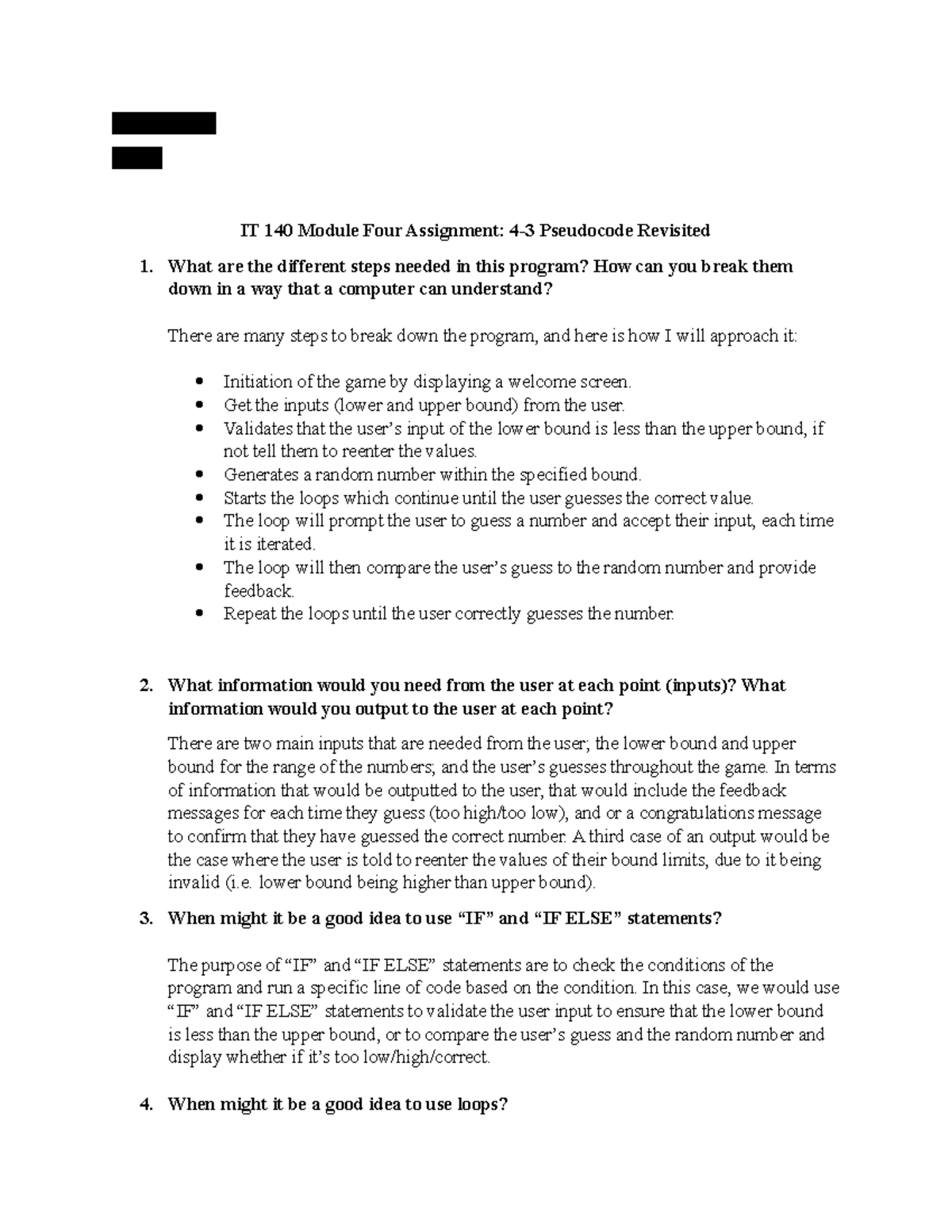 Module Four Assignment - Get the inputs (lower and upper bound) from ...
