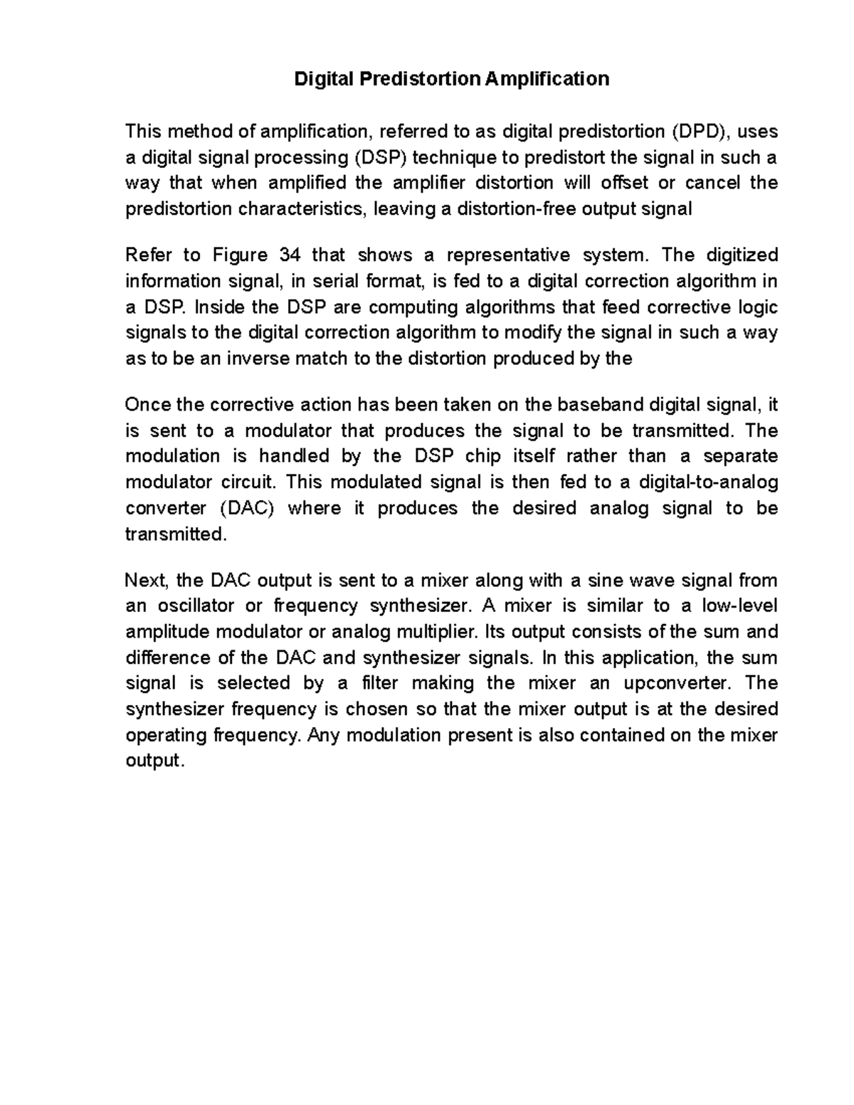 Digital Predistortion Amplification - The digitized information signal ...