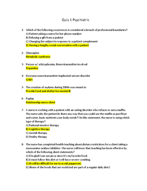 Quiz 1 psych - QUIZ 1 PSYCH When a 23-year-old client is admitted to ...