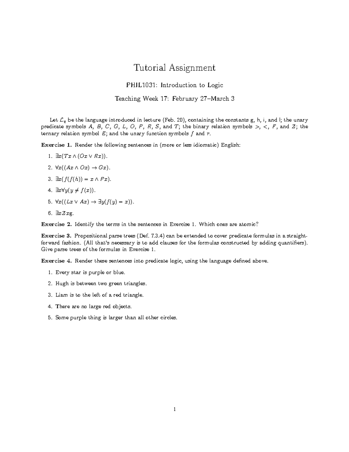 Tutorial Assignment - February 27-March 3 - Tutorial Assignment ...