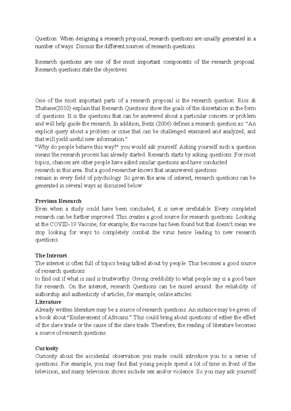 Module 2 Discussion - Question: When designing a research proposal ...