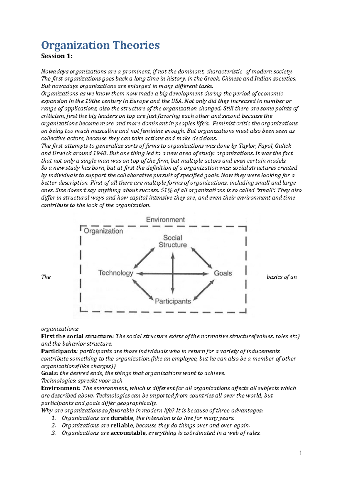 Summary Organization theories: Complete - Organization Theories Session ...