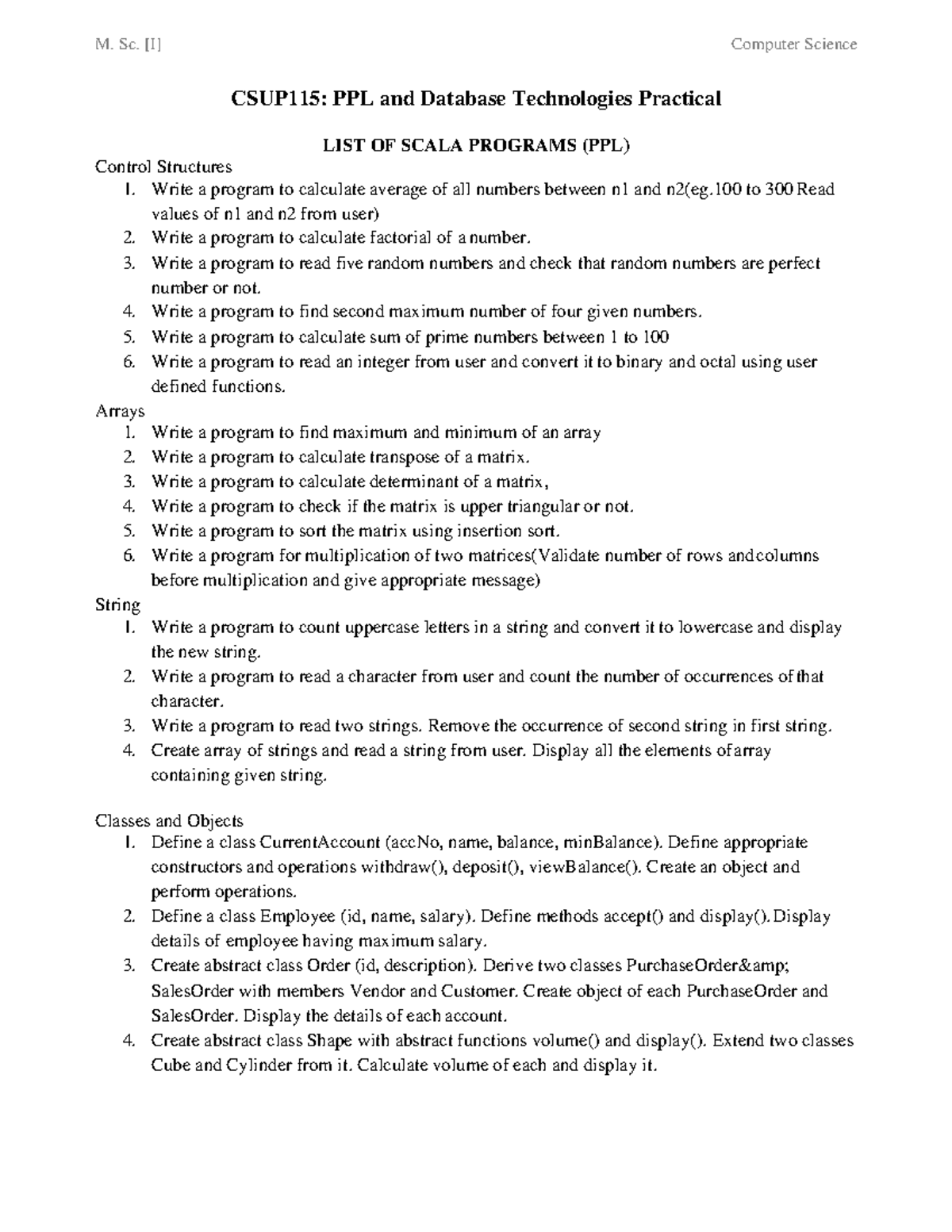 PPL And DBT Practical slips - CSUP115: PPL and Database Technologies Practical LIST OF SCALA ...