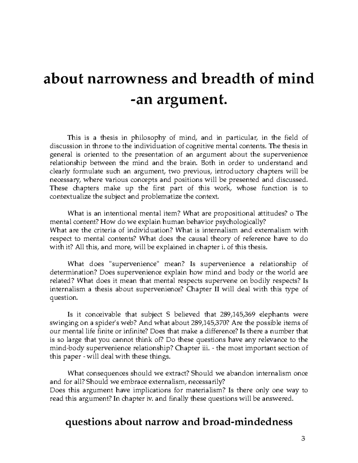 About narrowness and breadth of mind an argument - This is a thesis in ...