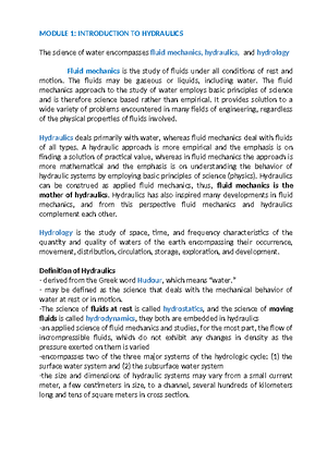 Hydrology Notes - MODULE 1: HYDROLOGY AND HYDROLOGIC CYCLE Hydrology ...