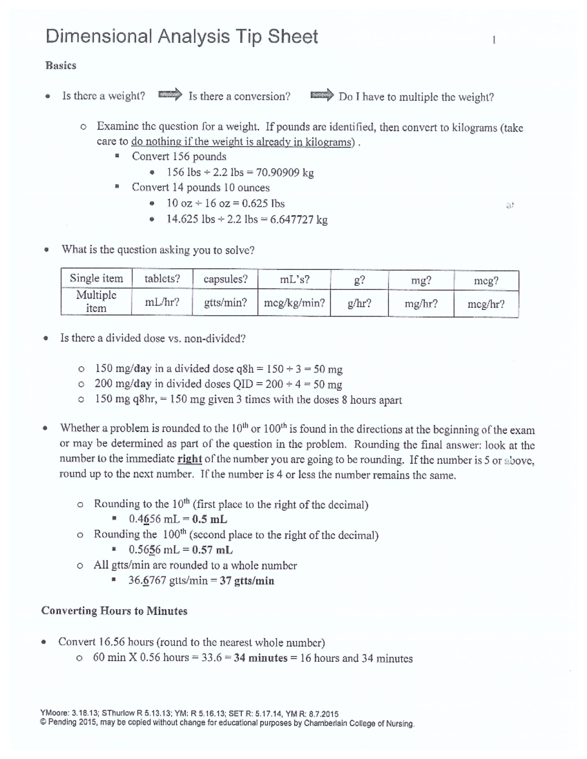 Dimensional Analysis - mmmm - N310 - Studocu