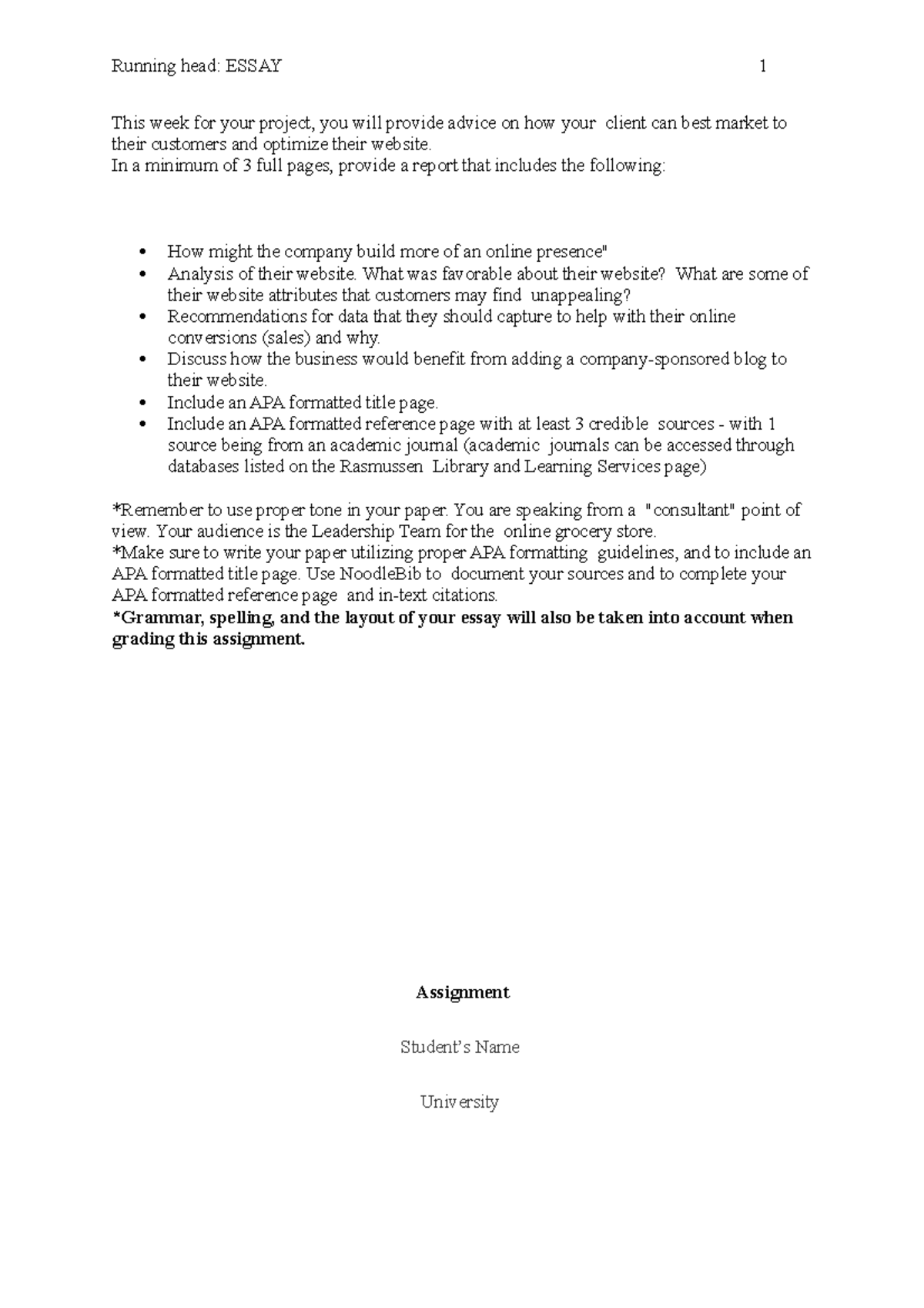 Raven 2 - coursework - Running head: ESSAY 1 This week for your project ...