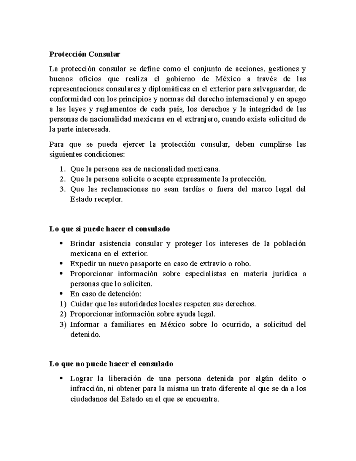 Procedimientos de Protección Consular - Protección Consular La ...